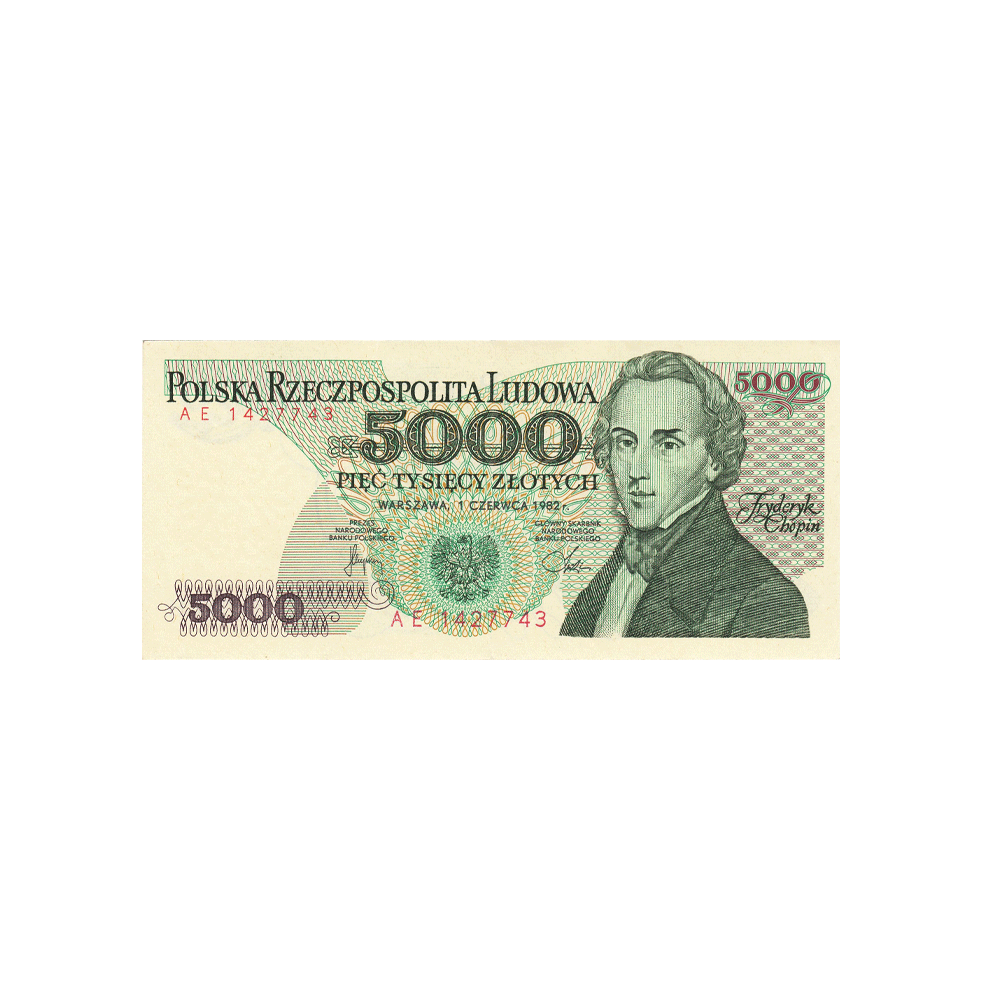 Pologne Billet De 5000 Zlotych 1982 1988 Pieces et monnaies pologne-billet-de-5000-zlotych-1982-1988-pieces-et-monnaies